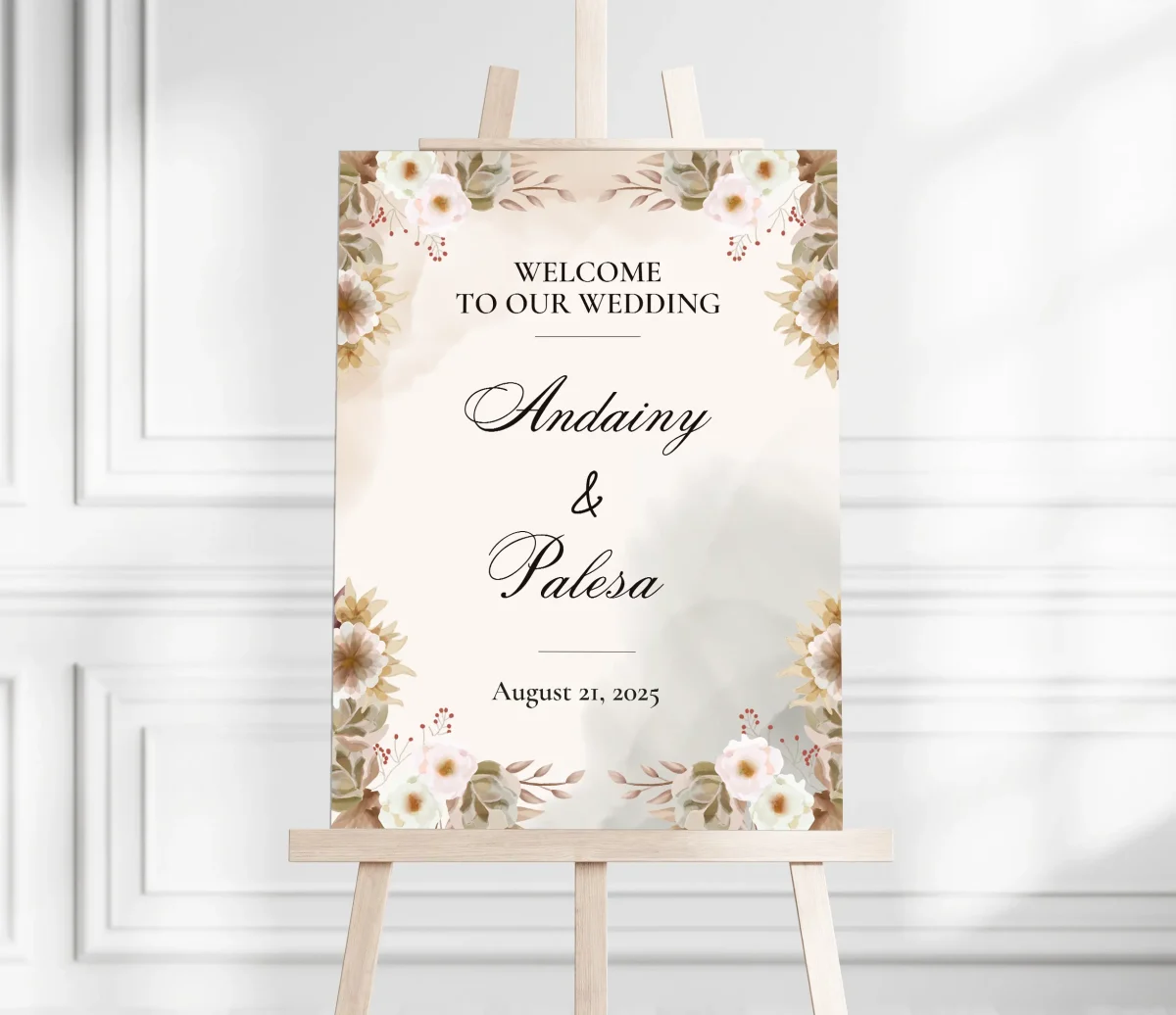 Beige And Brown Elegant Welcome Sign - Sophisticated & Inviting